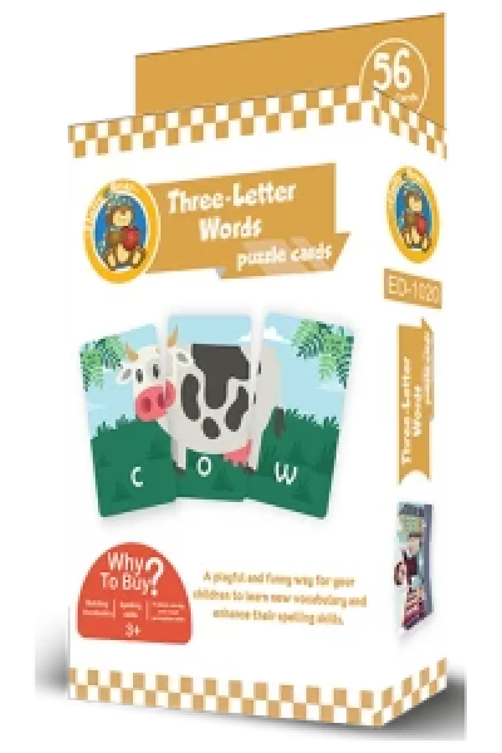 Puzzle Cards - 3 Letter Words - Book - by Fluffy Bear - عصير الكتب