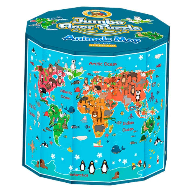 Jumbo Floor Puzzle Animals Map - عصير الكتب